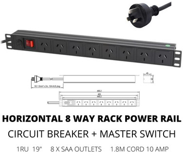 6 Way Power Distribution Unit PDU Server Data Rack Mount 1RU 19"