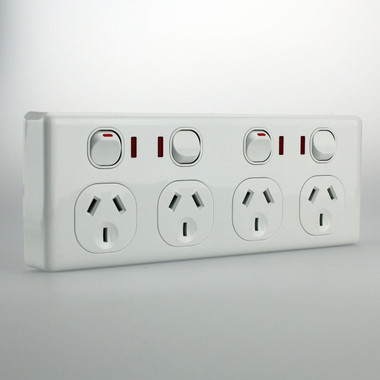 10 Amp Quad Power Point 4 Gang Outlet SAA GPO NEON - Electric Direct