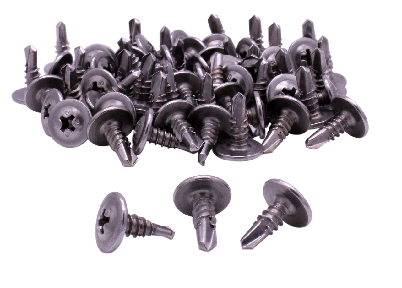 #8 x 1/2 Self-Drilling K-Lath Tek Screw, 410 Stainless Steel, Modified Truss Wafer Head, Phillips