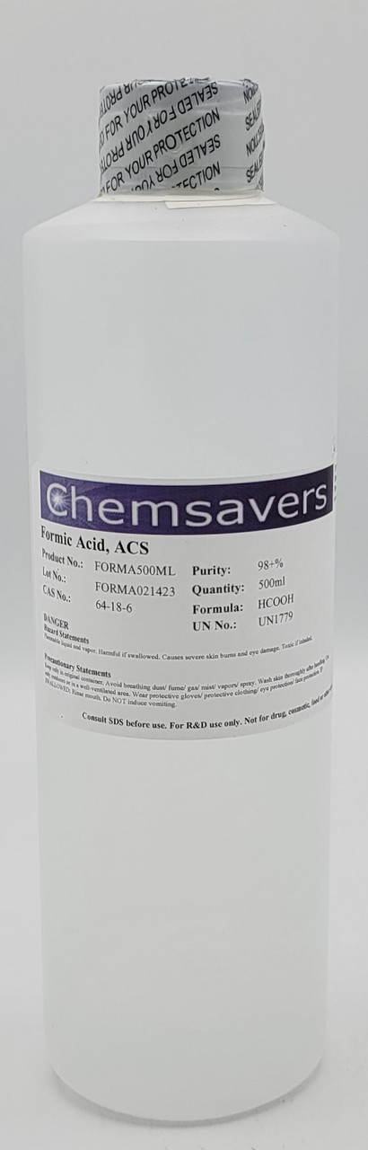 Formic Acid, ACS, 98+%, 500ml - Chemsavers, Inc.