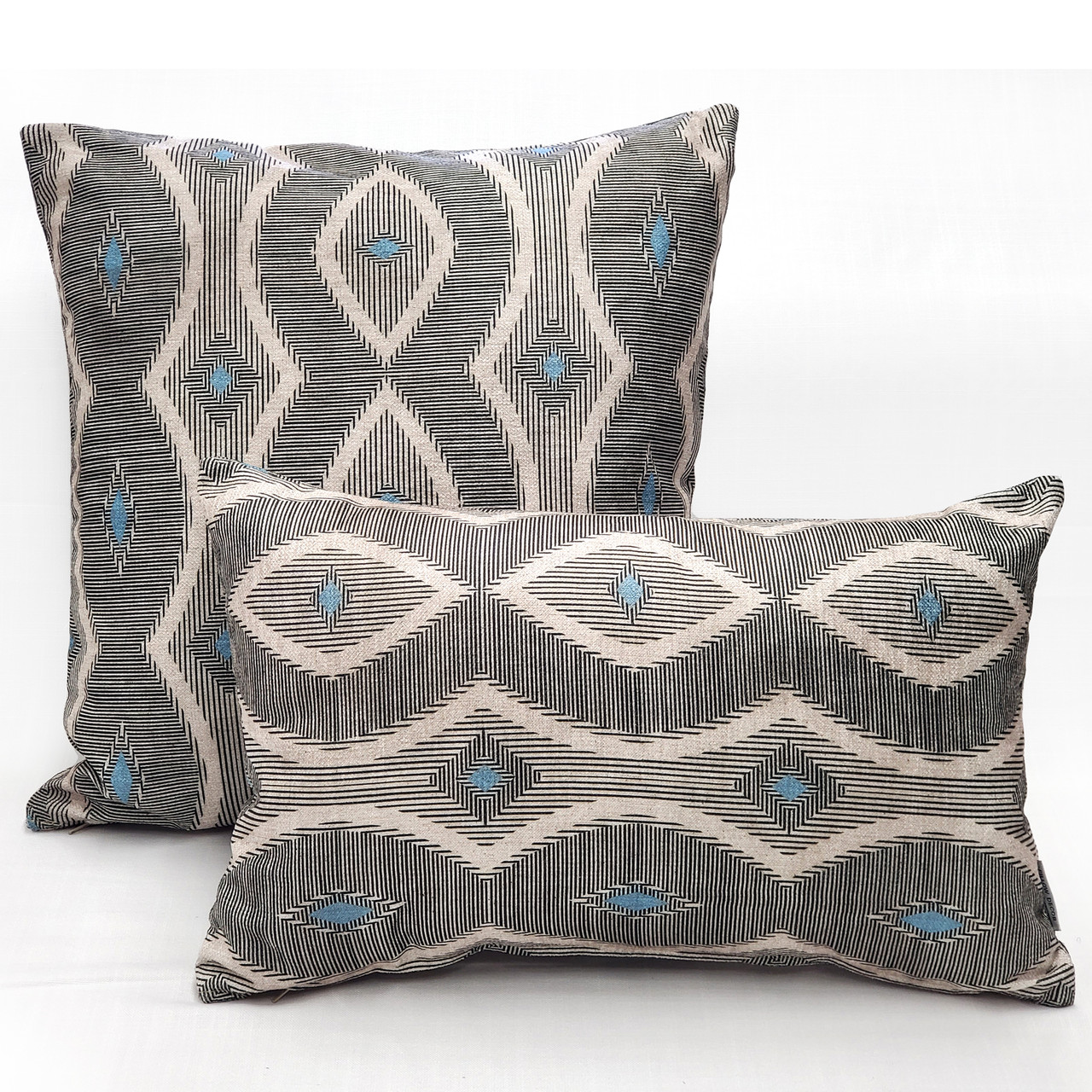 Desmond Blue Diamond Pillow 12x20 - Pillow Decor