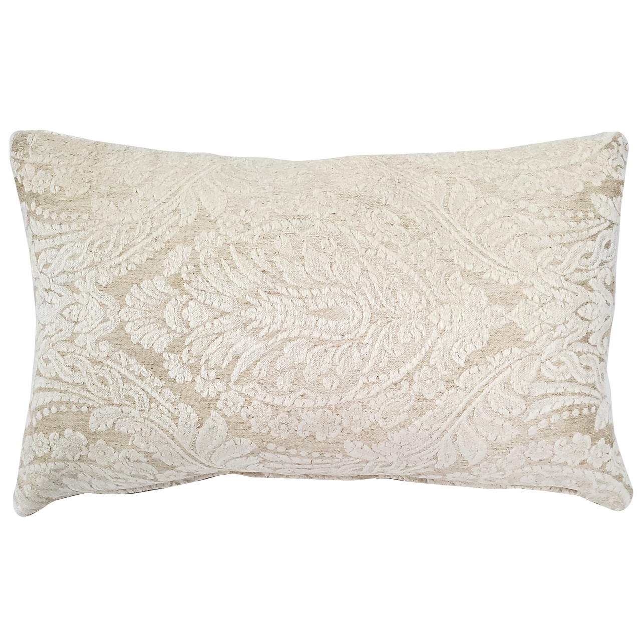 Jacquard Damask in Cream Throw Pillow 12x19 | Pillow Decor