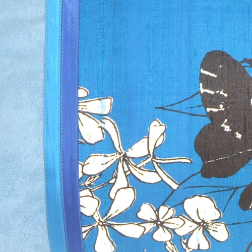 Floral Silk and Seude Square Blue Accent Pillow from Pillow Decor