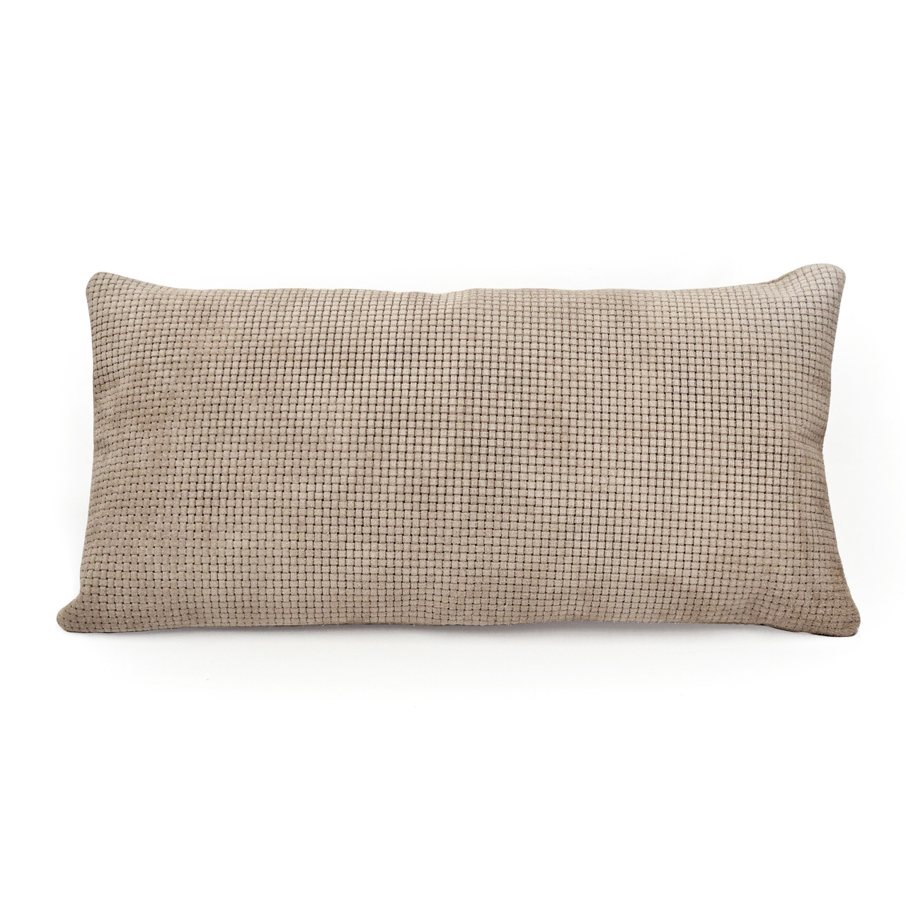 Braided Pressed Leather Suede Throw Pillow 12x22 | Pillow Decor