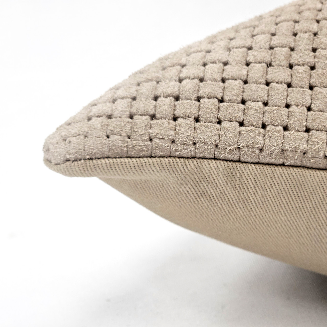 Braided Pressed Leather Suede Throw Pillow 12x22 | Pillow Decor