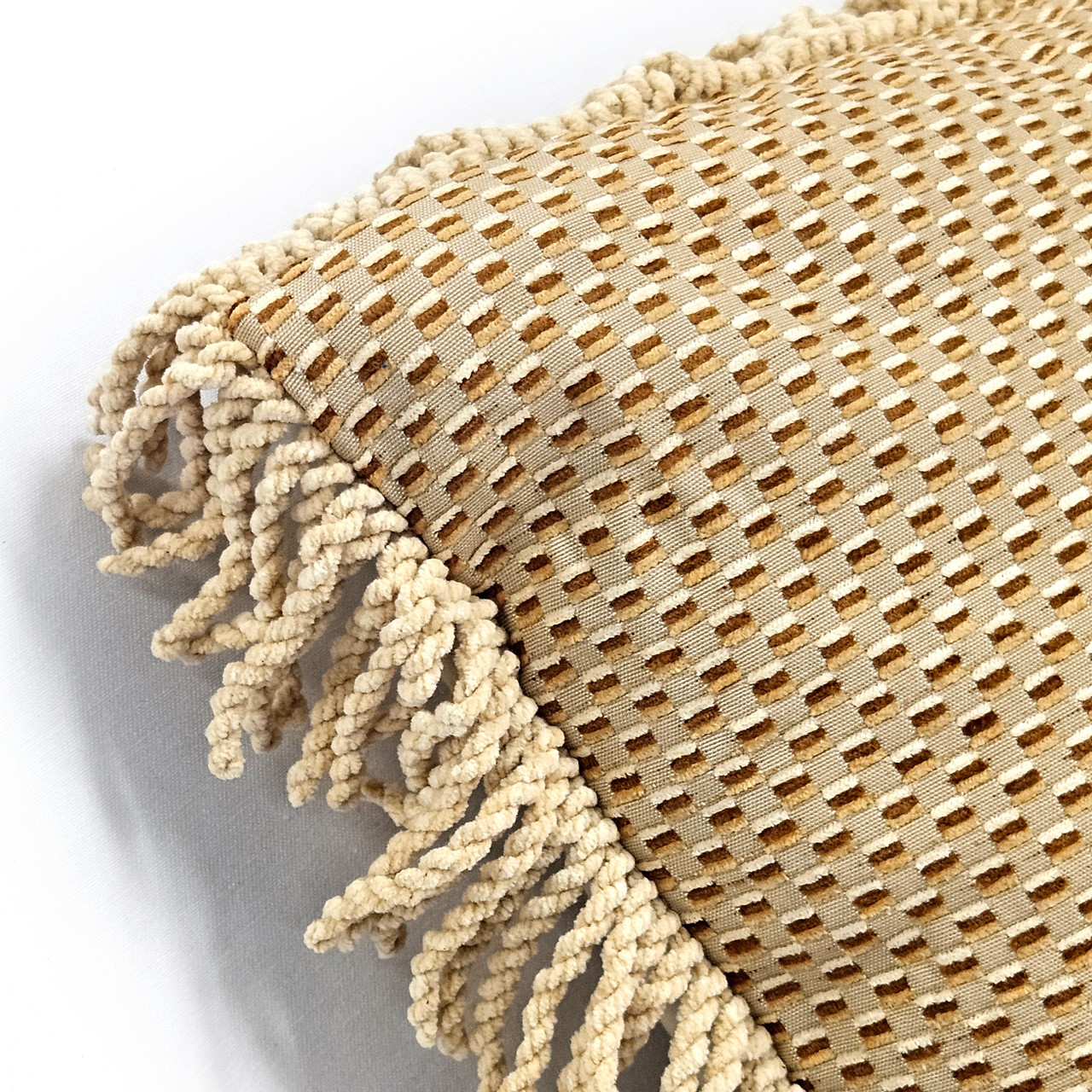 Ottoman Gold Bullion Fringe Trim Throw Pillow 17x17 | Pillow Decor