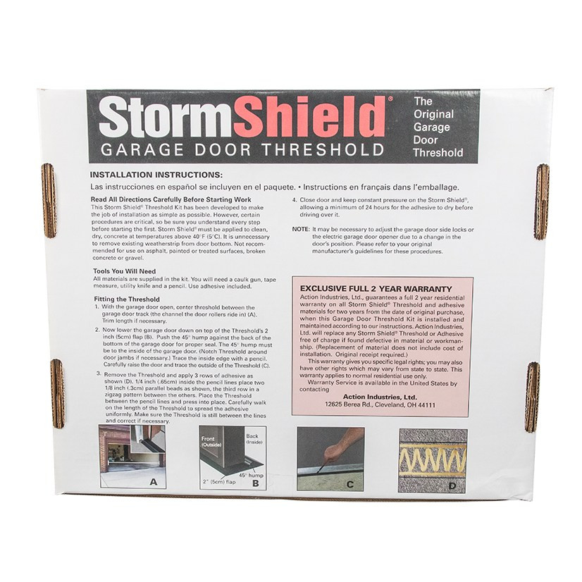 Action Industries Storm Shield 2 Garage Door Bottom Threshold Seal Kit ...