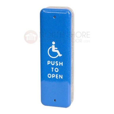 BEA 10PBJ1B Blue Jamb Push Plate with ADA Logo & Text