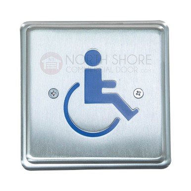BEA 4.5" Square Stainless Steel Push Plate w/blue Handicap Logo only ...