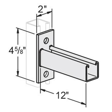 SINGLE CHANNEL REVERSIBLE BRACKET, 12" - ELECTRO GALVANIZED