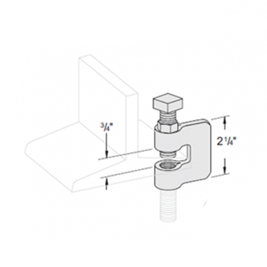 STEEL C-CLAMP W/LOCKNUT FOR 3/8" ROD - 304 STAINLESS