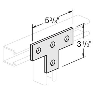 4 HOLE FLAT TEE PLATE 3-1/2 X 5-3/8 - ELECTRO GALVANIZED