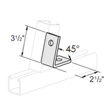2 HOLE CLOSED ANGLE CONNECTOR 45° - 2-1/2 X 3-1/2 - 304 STAINLESS STEEL