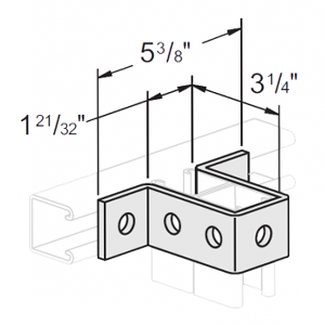 7 HOLE U SUPPORT FOR DOUBLE CHANNEL - ELECTRO GALVANIZED
