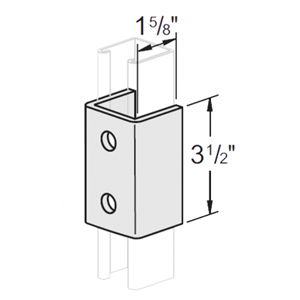 2 HOLE SPLICE CLEVIS FOR 1-5/8" X 1-5/8" STRUT - ELECTRO GALVANIZED