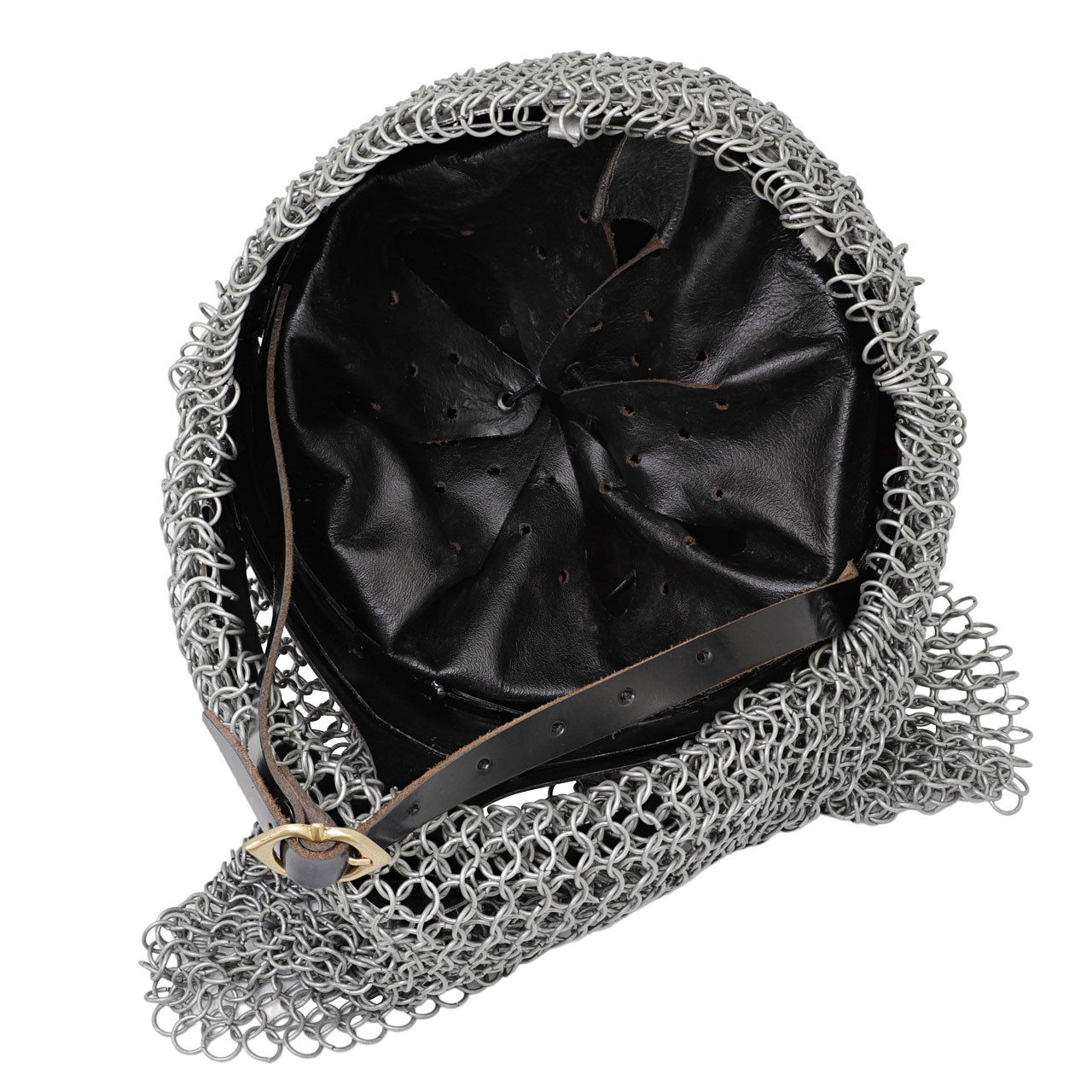 Viking Combat Helmet with Chainmail Mild Steel Brass Accents Buff ...