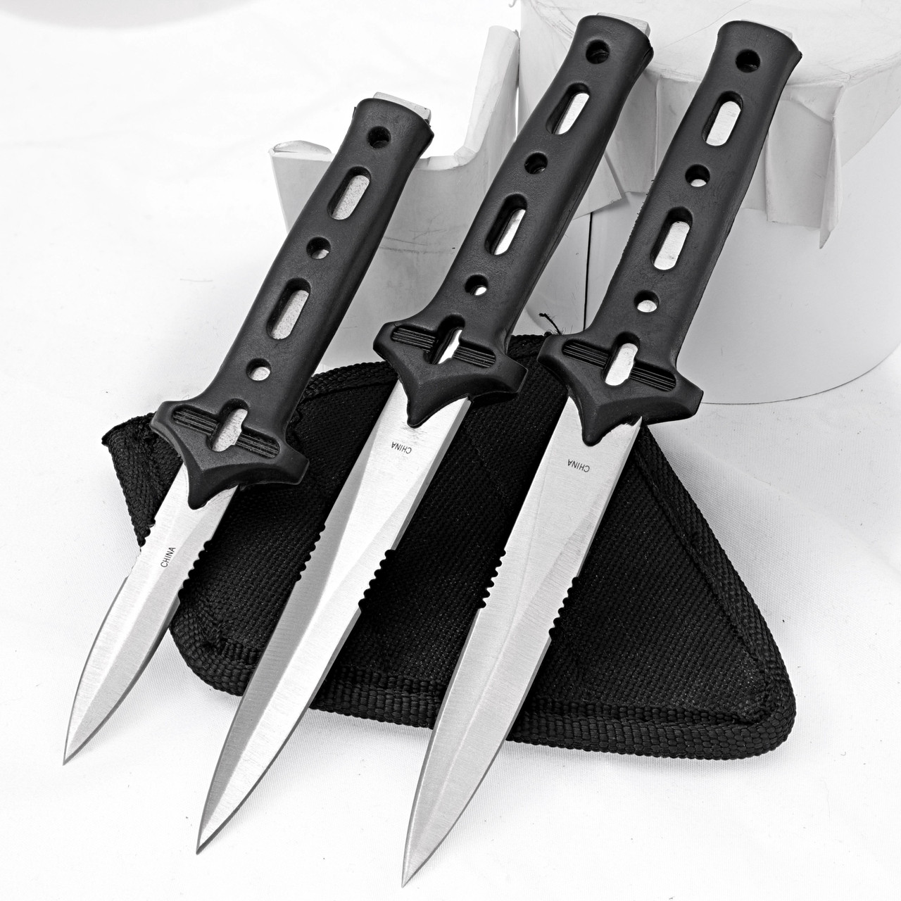 3-Piece Ninja Boot Knife Set – Full Tang Throwers with Rubber Grip ...