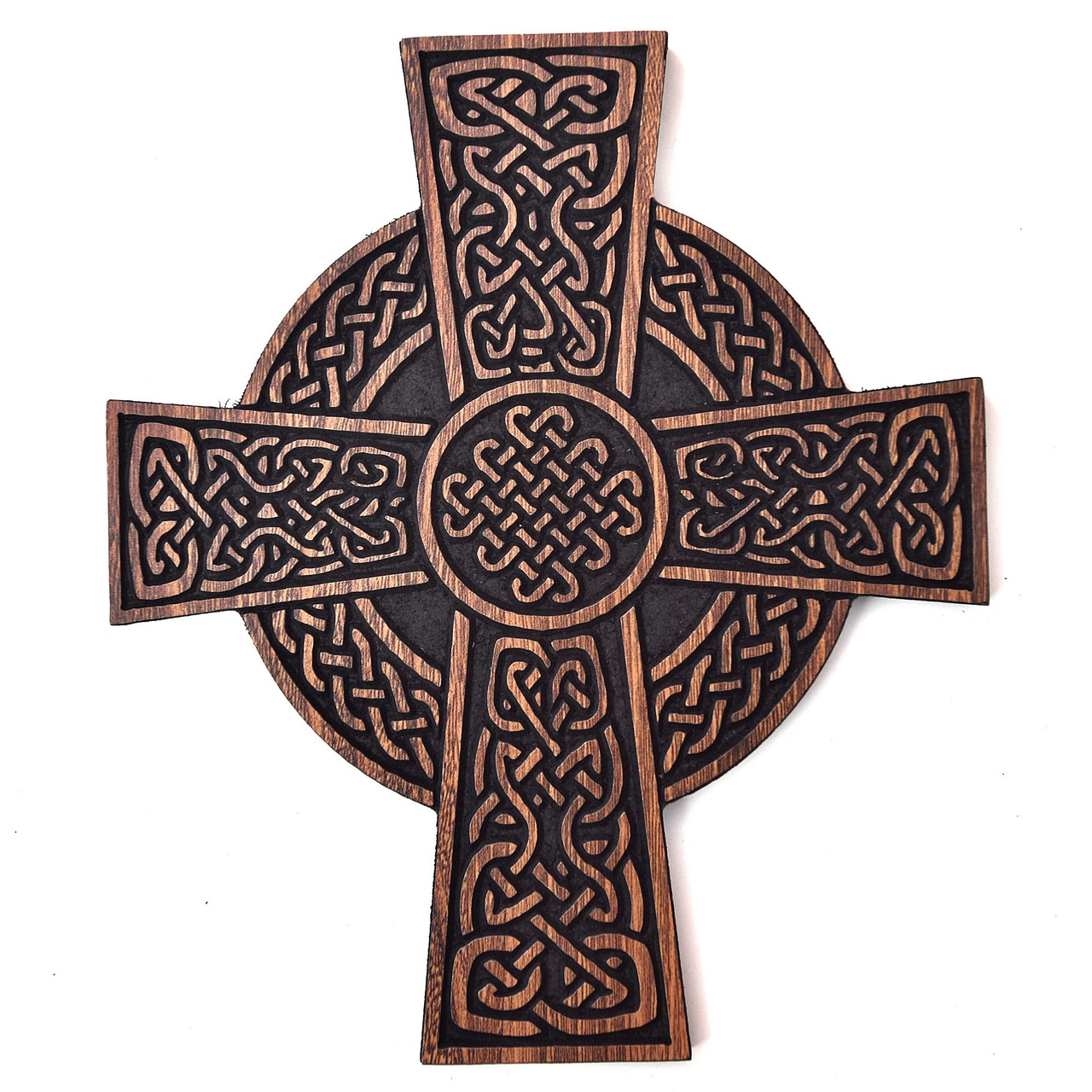 Viking-Style Wooden Sword Plaque – Carved Knot Pattern Display