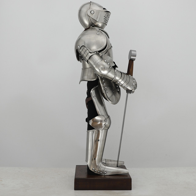 Miniature Full Armor Display - Polished Mild Steel with Wooden Stand