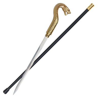 Golden Pharaoh King Cobra Sword Cane – Hidden Blade and Steel Shaft