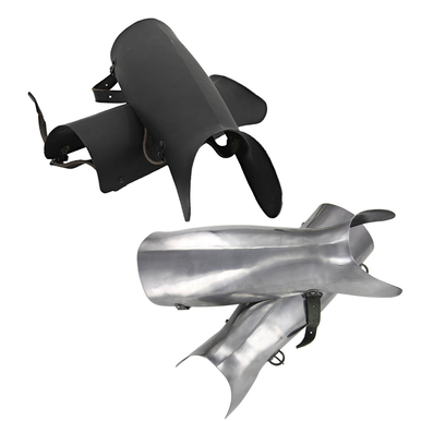 Hoplite Greaves Armor – Polished and Black Steel Leg Protection