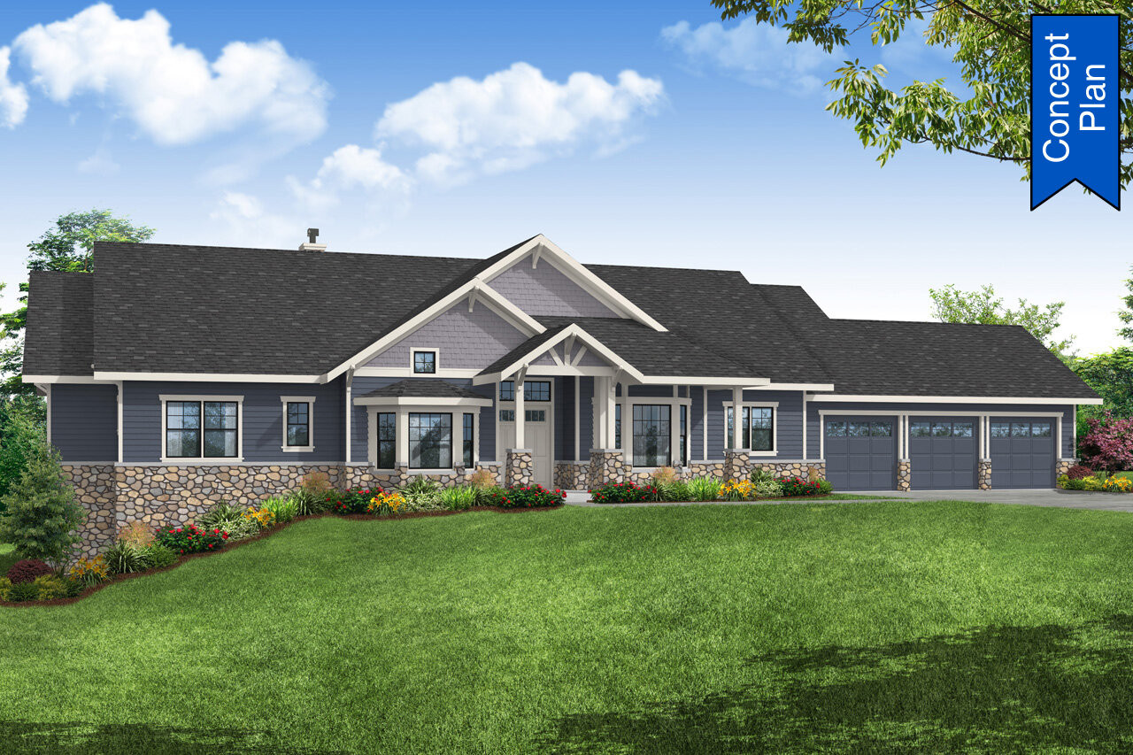 Craftsman House Plan Front Elevation Narrow Lot Two Story Craftsman