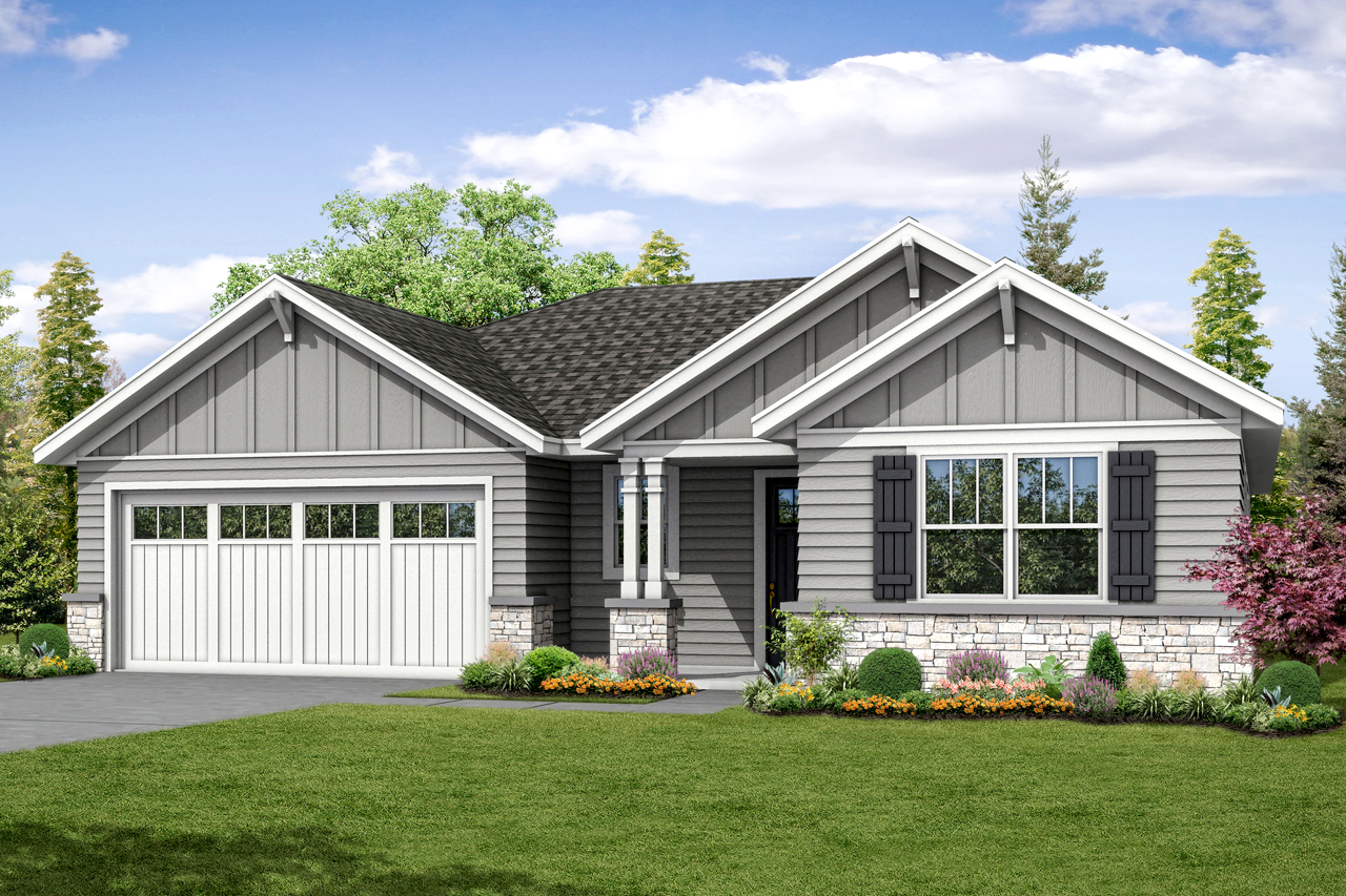 New Bungalow Inspired Ranch-Style Flagstone House Plan - Associated Designs