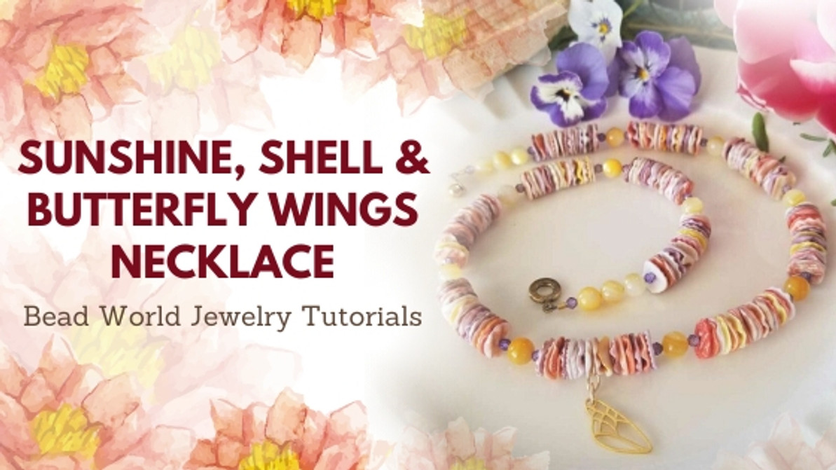 Sunshine, Shell & Butterfly Wings Necklace - Bead World