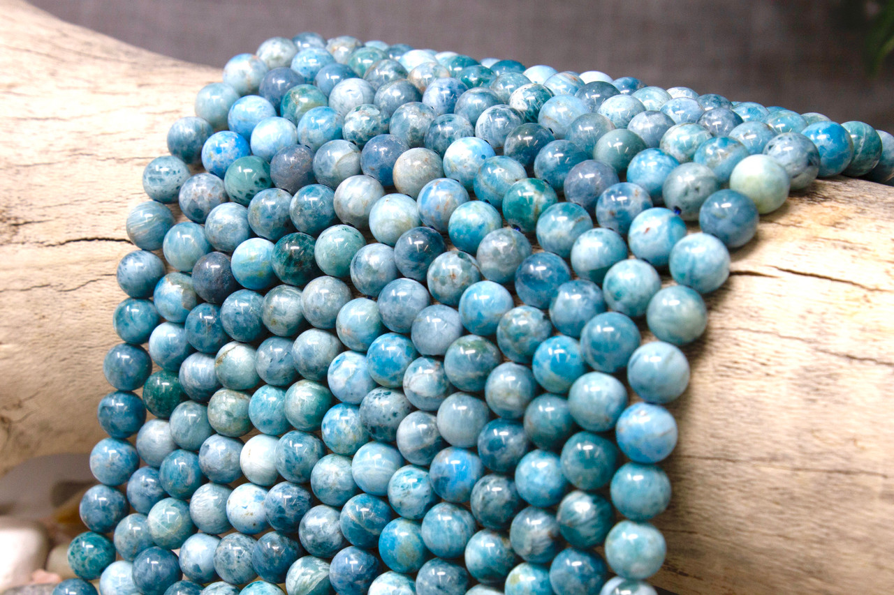 Light Blue Apatite Polished 8mm Round - Bead World