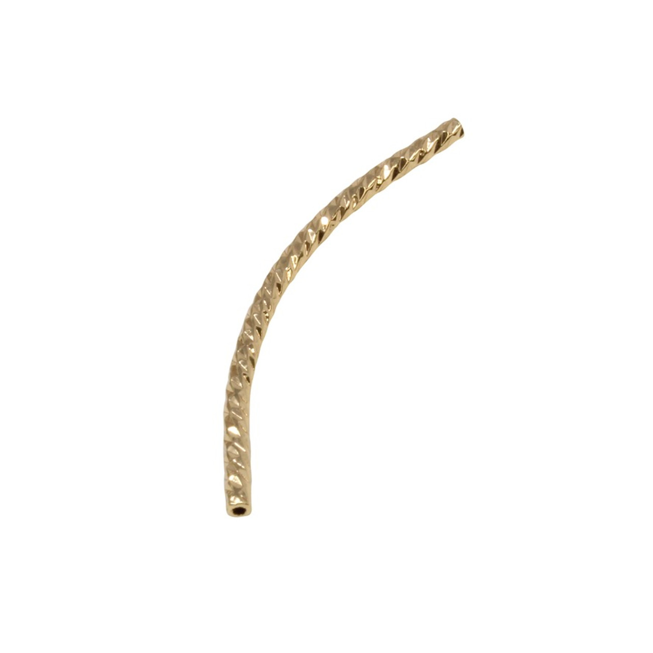 14K Gold Plated Brass 1.5x30mm Textured Curved Tube