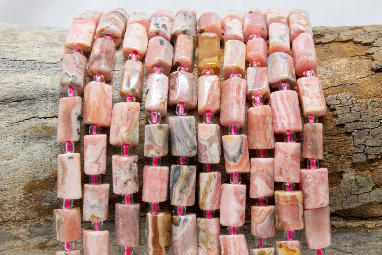 Rhodochrosite Polished 6-7x11-12mm Irregular Cuboid - Bead World