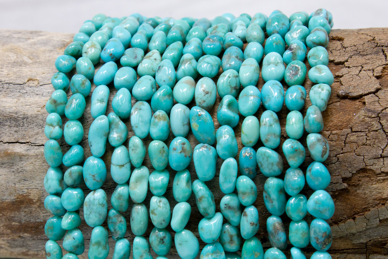 Campitos Turquoise Stabilized Polished 8-10mm Nugget - Mexico - Bead World