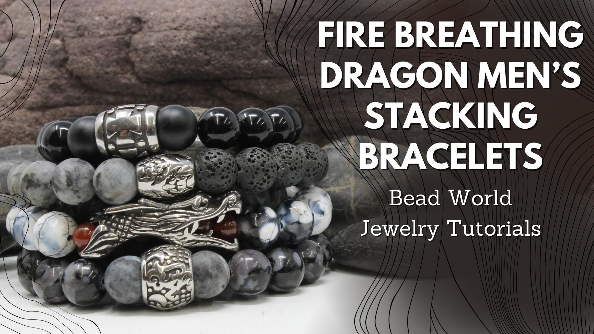 Fire Breathing Dragon Bracelet, Men’s Stacking Gemstone Bracelets ...