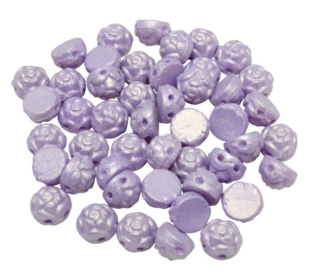CzechMates® 6mm Rosetta Cabochon 2 Hole Beads -- Lilac Blossom - Bead World