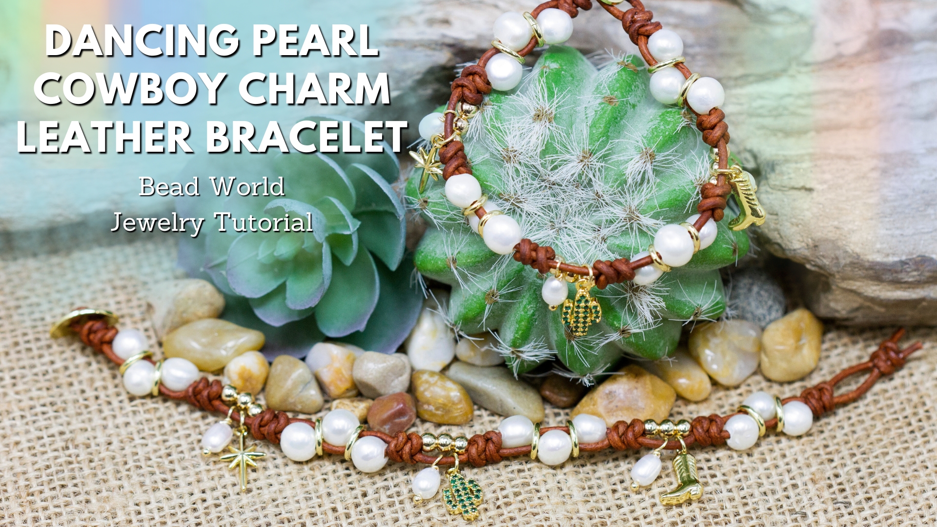 Dancing Pearl Cowboy Charm Leather Bracelet - Bead World