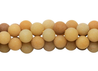 Natural Yellow Jade Matte 12mm Round