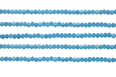 Glass Crystal Matte 3x4mm Faceted Rondelle - Aquamarine AB
