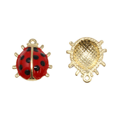 Gold Plated Enamel 17x15mm Lady Bird Charm