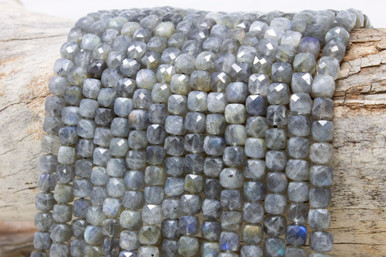 Labradorite Polished 6mm Faceted Cube - Bead World