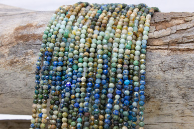 Chrysocolla / Azurite Banded Polished 3mm Faceted Round