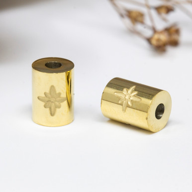 Gold Plated Stainless Steel 8x6mm Star Column Bead