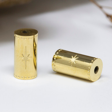 Gold Plated Stainless Steel 12x6mm Star Column Bead