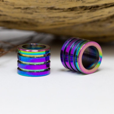 Multi Color Plated Stainless Steel 10x8mm Groove Column Bead