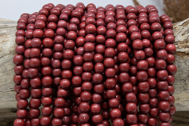 Dyed Cranberry Wood Polished 8mm Round
