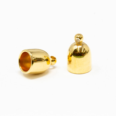 Gold Plated 6mm Bullet End Caps - 1 Pair
