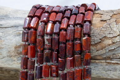 Red Jasper Polished 8-9x11-12mm Irregular Cuboid - Bead World