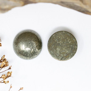 Pyrite Polished 16mm Coin Cabochon - Bead World