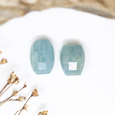 Aquamarine Polished 9-10x13-14mm Faceted Rounded Rectangle - Bead World