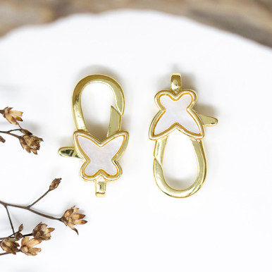 Gold Plated Shell 10x18mm Butterfly Trigger Clasp - Bead World