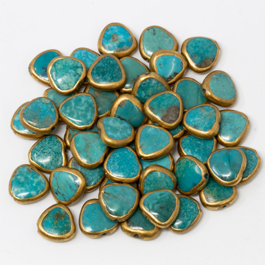 Turquoise Polished 10mm Gold Edge Triangle Coin